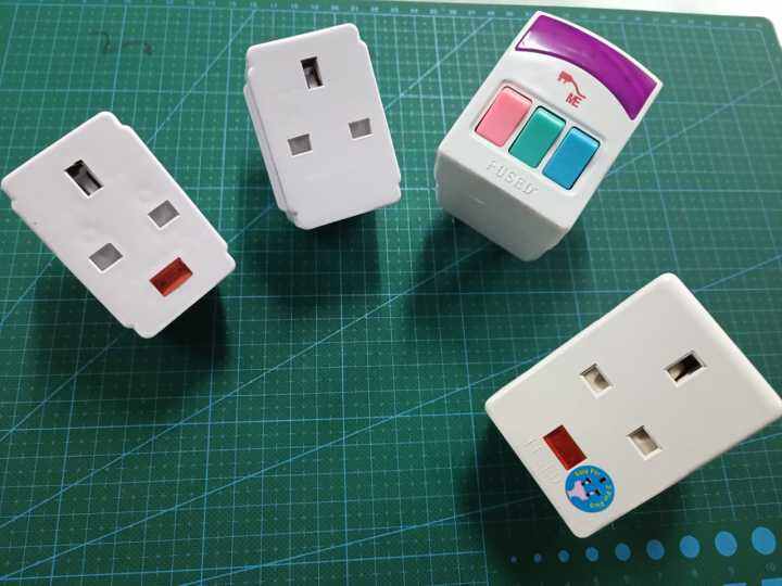 3 Way multi adapter with switch and neon multi adaptor for 3 pin plug ...
