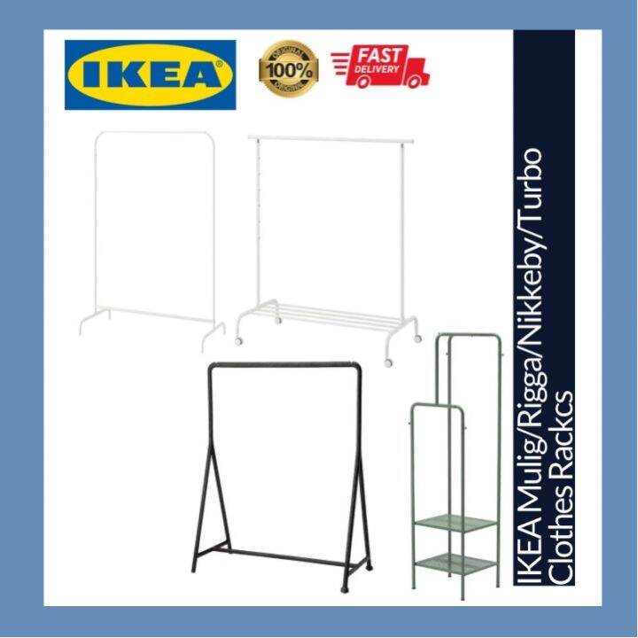 IKEA Mulig Nikkeby Turbo Rigga Clothes Rack White Adjustable Height ...