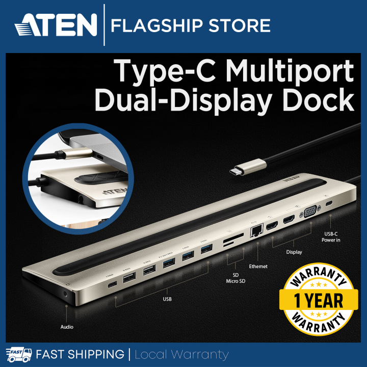 ATEN USB Type-C Thunderbolt 3 Multiport Docking Station with Power Pass ...