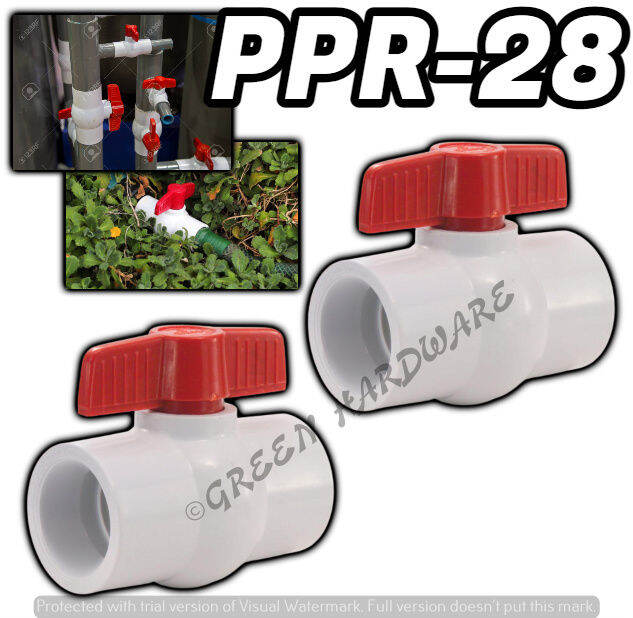 2PCS PPR-28 White PPR Ball Valve (1/2, 3/4, 1"inch) Fittings Plastic ...