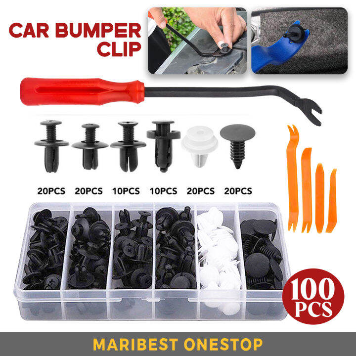 100pcs Car Bumper Clip Universal Car Fastener Clip Klip Bumper Kereta ...