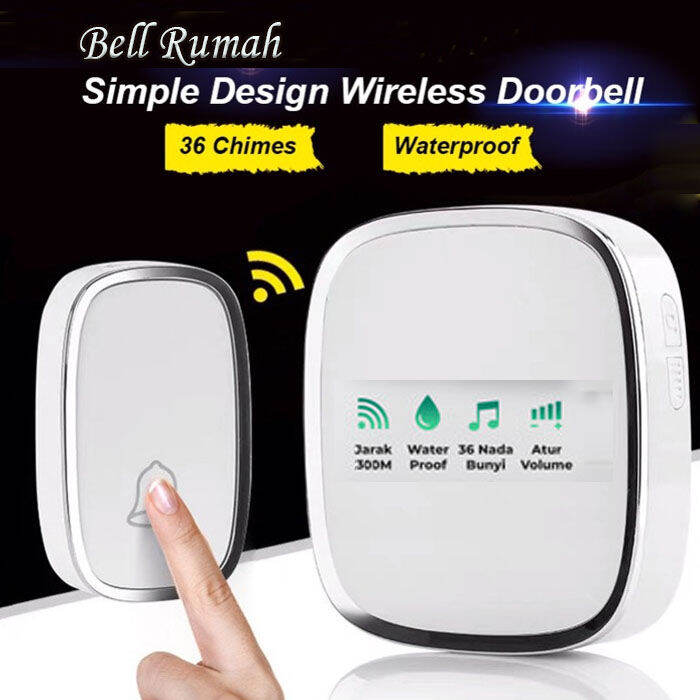 Bell Rumah Wireless Doorbell Waterproof Bel Rumah Tanpa Kabel Anti Air ...