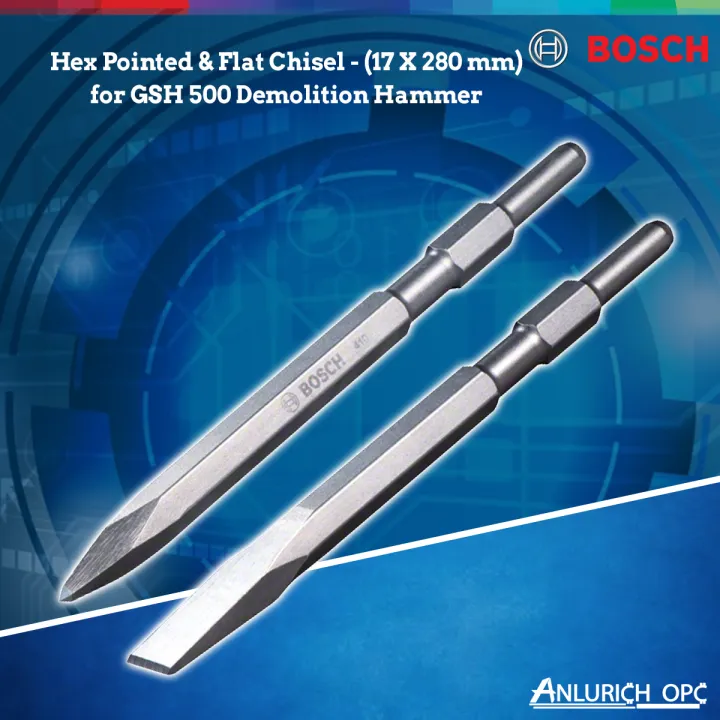 Hex Pointed & Flat Chisel - (17 X 280 mm) for GSH 500 Demolition Hammer Bosch | Lazada PH