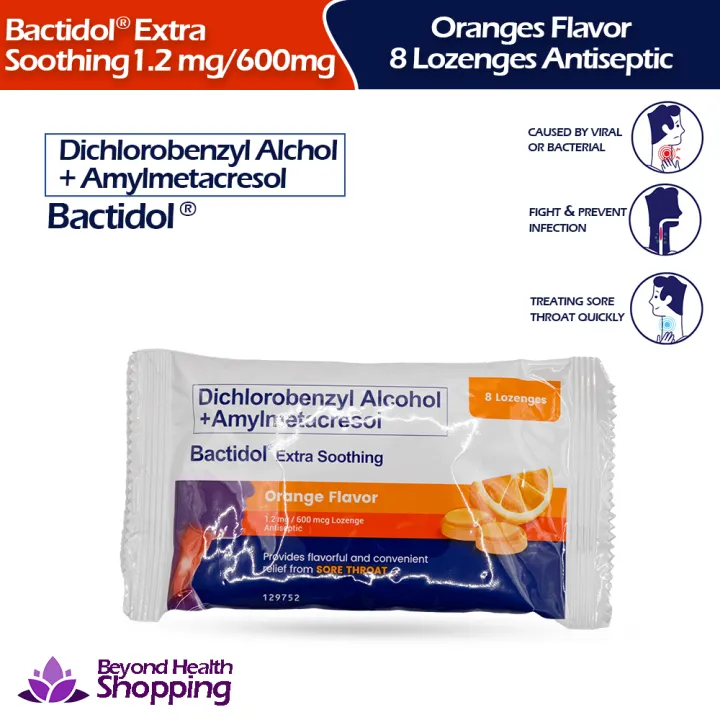 Bactidol® Extra Soothing Lozenges Antiseptic Orange Flavor [8 Lozenges ...