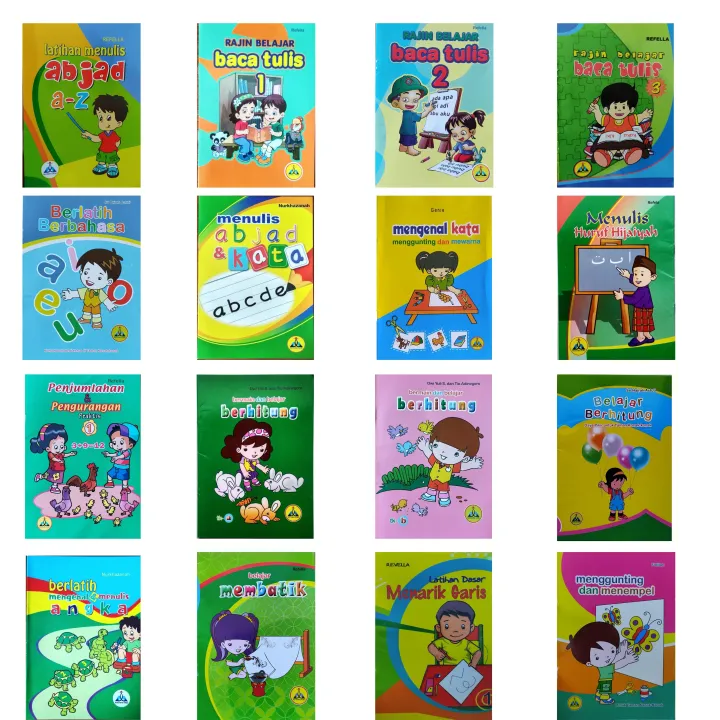 BUKU ANAK TK - BELAJAR MEMBACA, MENULIS DAN BERHITUNG (PAKET 16 BUKU ...