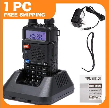 HT UV5R Dual Band Walkie Talkie Radio Komunikasi UV 5R 5W UHF+VHF Handy ...