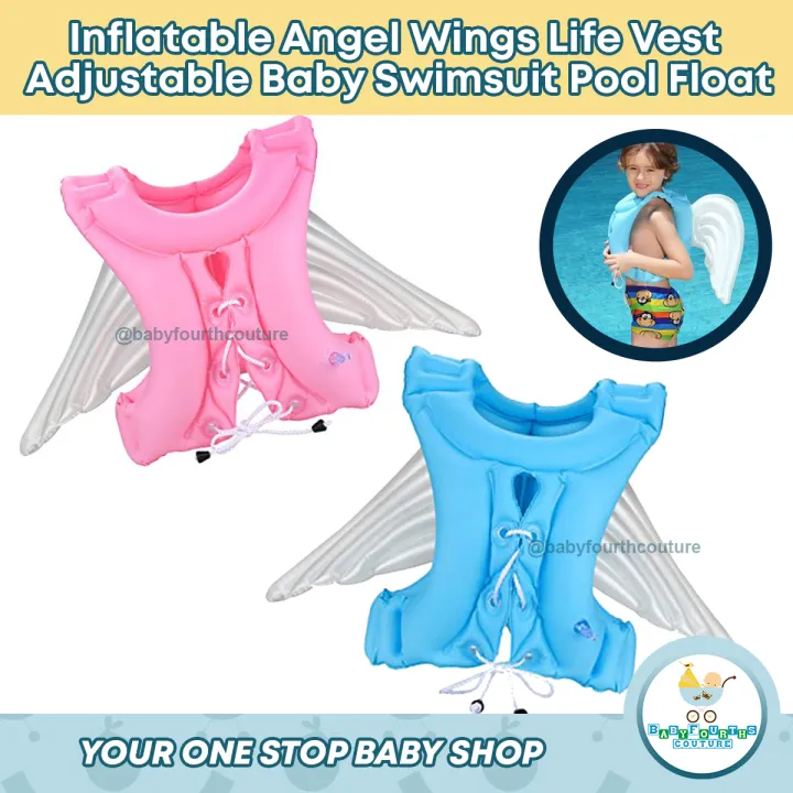 Inflatable Angel Wings Life Vest Adjustable Baby Swimsuit Pool Float ...