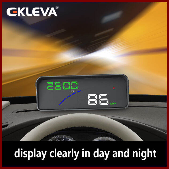 EKLEVA P9 Car HUD Head Up Display OBD Smart Digital Meter For Most OBD2 ...