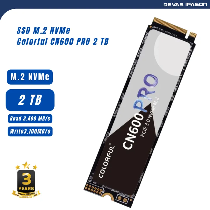 COLORFUL SSD CN600 PRO ขนาด 2TB (M.2NVMe 3400/3100 MB/s) รับประกัน 3 ปี ...