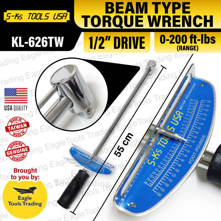 S-Ks Tools USA Beam Type Torque Wrench 1/2 Drive x 200 Ft-Lbs | Lazada PH