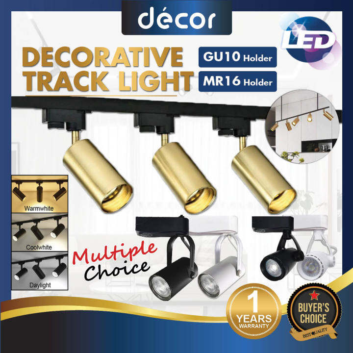 Track Light Lampu Track Light Gold Indoor Spotlight Holder GU10 MR16 ...