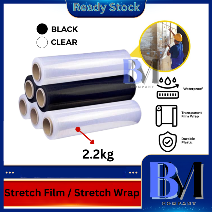 Stretch Film 500mm Clear Black 2.2kg / 1.8kg / 1kg Shrink Wrap For ...