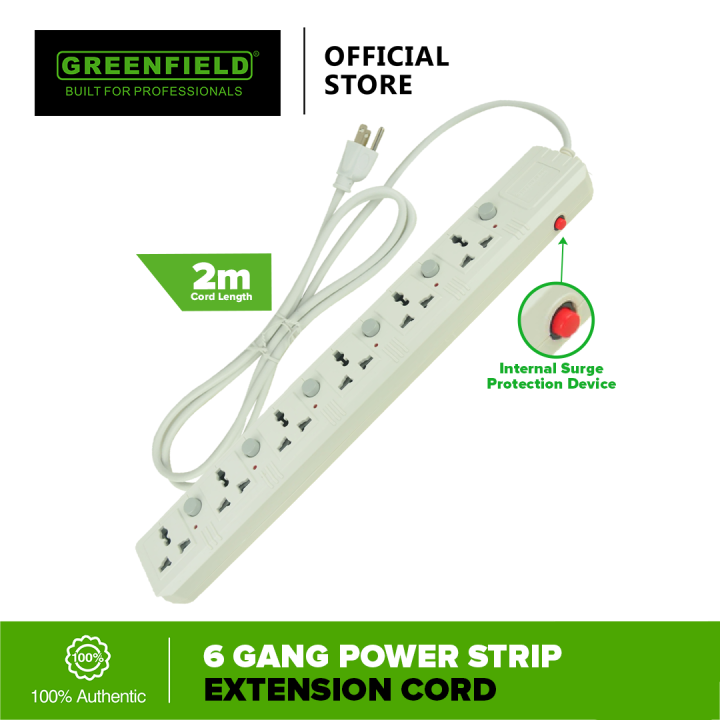 Greenfield Power Strip 6 Gang Extension Cord | Lazada PH