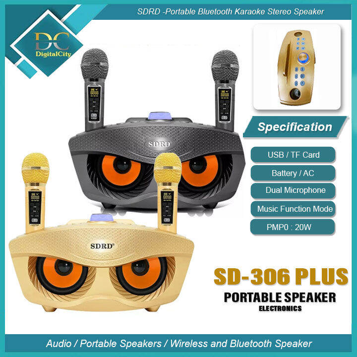 DIGITAL SDRD SD-306 Plus Speaker Portable Wireless Karaoke System Dual Microphone | Lazada PH
