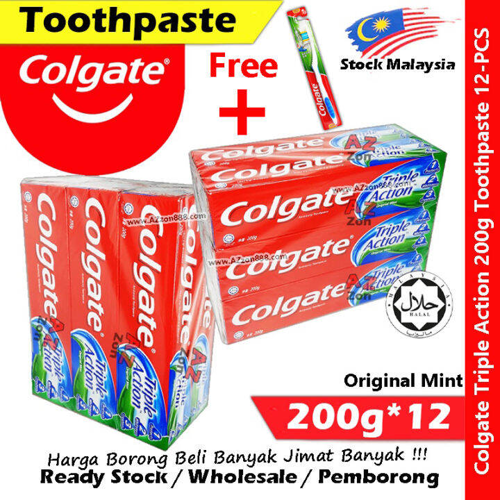 【12-PCS】Colgate Toothpaste Triple Action 123 Original Mint 200g*12PCS # ...