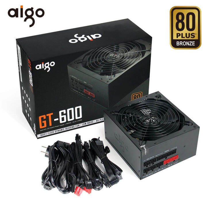 Aigo GT-600แหล่งจ่ายไฟ600W 80 Plus สีบรอนซ์12V โมดูลแหล่งจ่ายไฟ100-240V ATX PC เคสเล่นเกม PSU ...
