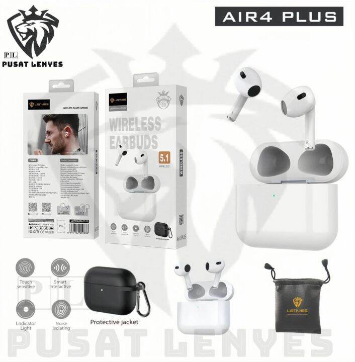 AIR4PLUS - Handsfree Bluetooth LENYES AIR 4 PLUS TWS Wireless Earbuds Bluetooth 5.1 Smart Touch ...