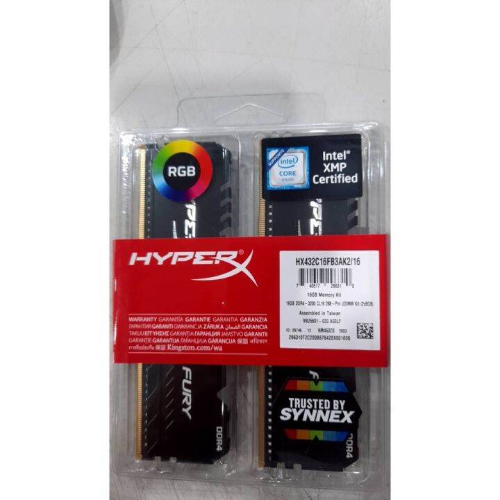 DDR4(3200)16GB (8GBX2) Kingston (Hyper-X FURY RGB/HX432C16FB3AK2/16) | Lazada.co.th