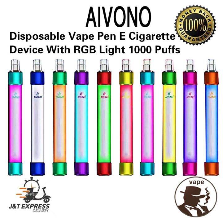 AIVONO Plus 1000 Disposable Vape Cigarette Device With RGB Light Puff ...