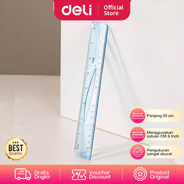 Deli Ruler / Penggaris 20 CM Kokoh Pengukuran CM dan Inch EH10 | Lazada ...
