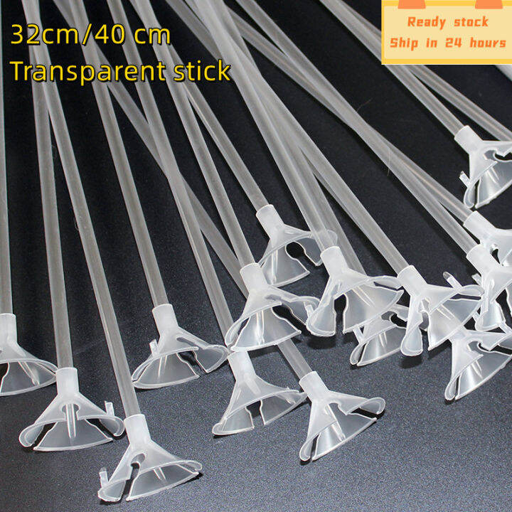 32cm/40cm Thick Transparent Balloon Stick Hand Balloon Holder Set*PVC ...