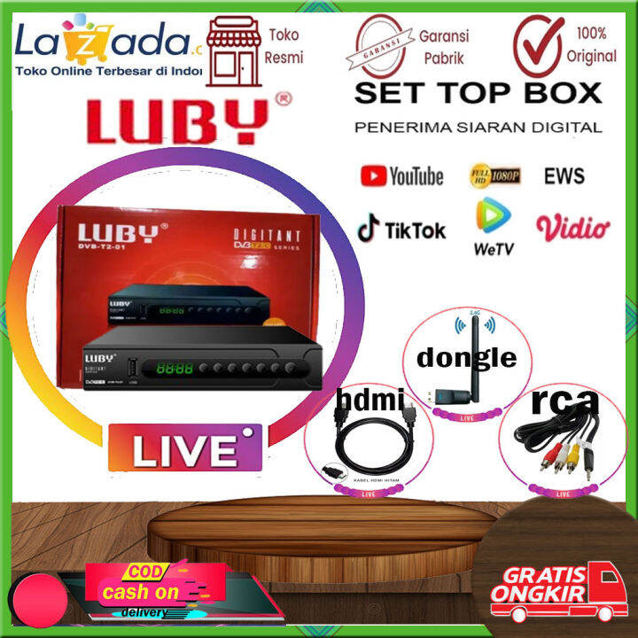 LUBY SET TOP BOX DVB T2 02 TV SIARAN DIGITAL RECEIVER STB BISA YOUTUBE/LUBY SET TOP BOX DVB T2 ...