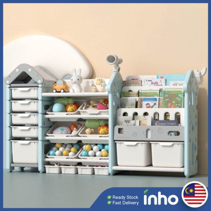 Magic House Design Kids Storage Toy Rack Bins Child Utility Bookshelf ...