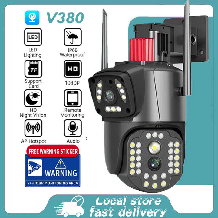 V380 Pro 8MP 4K Dual Lens Dual Screen Wireless Outdoor WIFI Monitoring ...