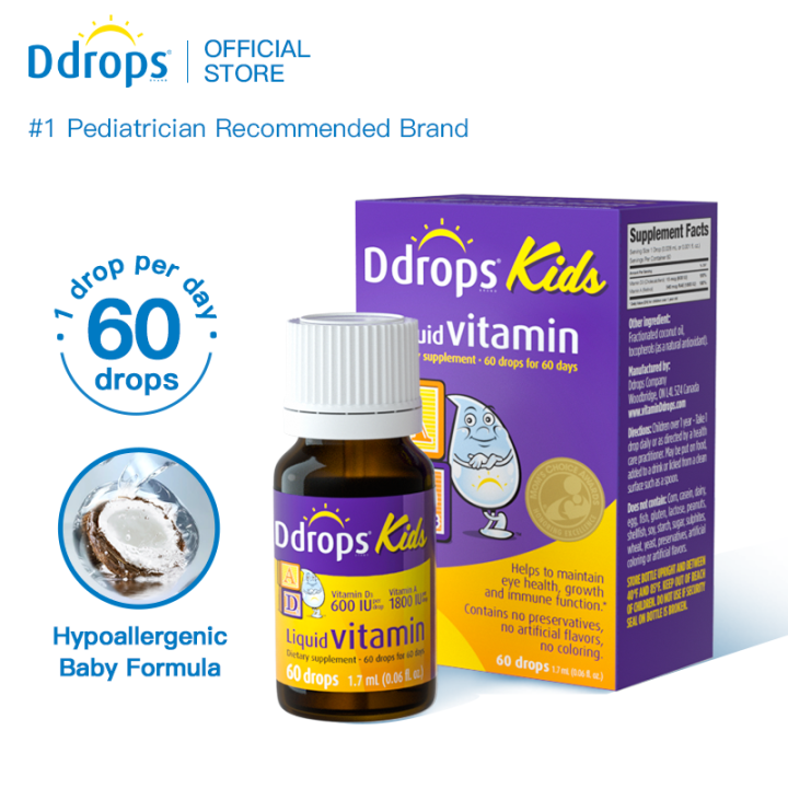 Ddrops Liquid Vitamin A & Vitamin D3 Dietary Supplement 60 Drops ...