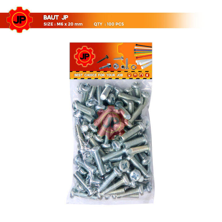 BAUT JP M 6 x 20 MM - SEKRUP SKRUP BAUT JP 6x20 M6 x 20 ISI 100 PCS | Lazada Indonesia
