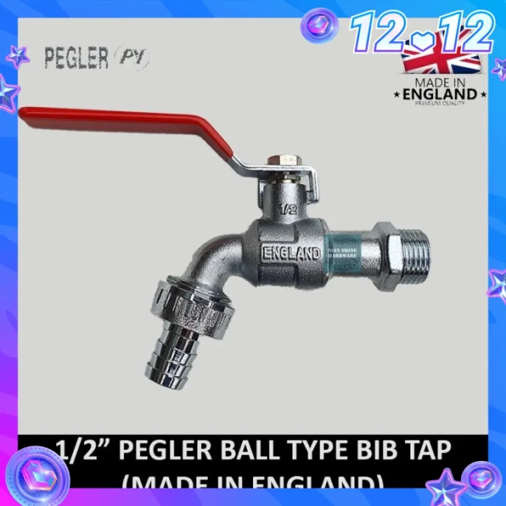 PEGLER Chrome Plated Hose Union Ball Type Bib Tap Wall Mounted Garden ...