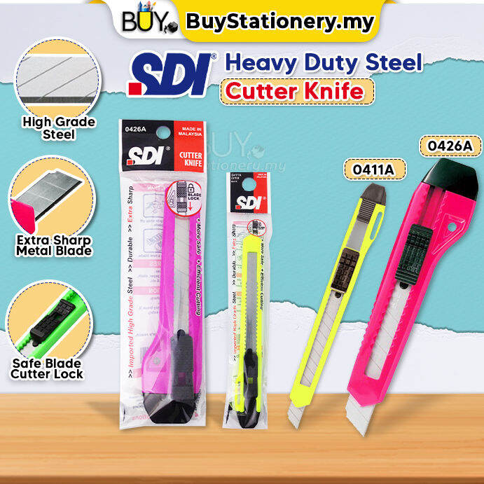 SDI Steel Cutter Knife Heavy Duty Pen Knife (0411A/0426A) - (1s/PCS) Craft Paper Cutter Blade ...