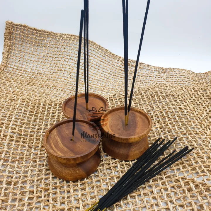 Mansanitas-Mansanas 1PC Acacia Wood/Wooden Incense Holder or Candle ...