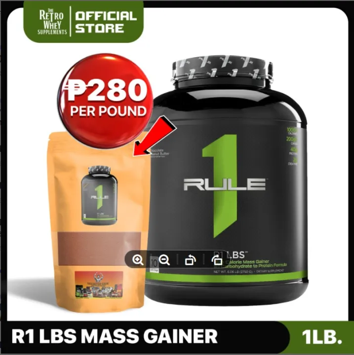 Rule1 LBS Mass Gainer 1 Pound. (Retail Pack) - The Retro Whey ...