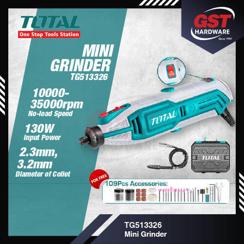 Total Mini Grinder Set 130W TG513326 Portable Mini Grinder Tool Set ...