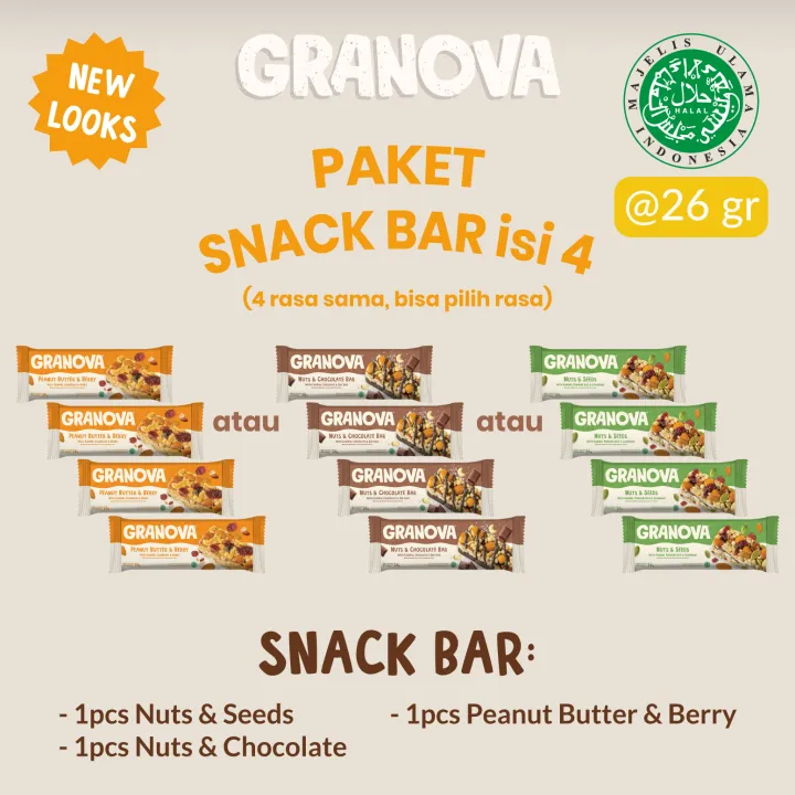 Granola Bar by Granova Snack Bar Bundle Isi 4 Pcs - Snack Anak, Healthy ...