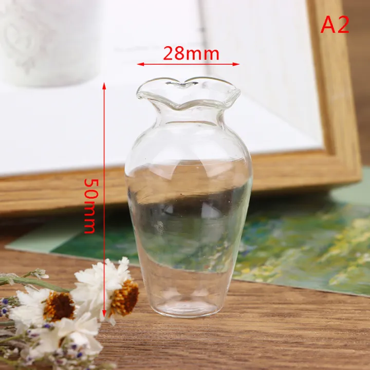 PINGZ 1:12ตุ๊กตาจิ๋วแจกันแก้วใสกระถางดอกไม้ตุ๊กตาตกแต่งบ้าน | Lazada.co.th