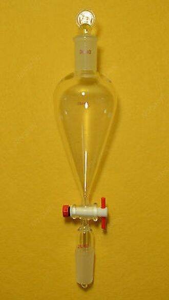 Glass Pyriform Separatory Funnel,2440,250ml,Pear Shape,PTFE Stop ...