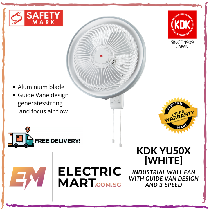 KDK YU50X Industrial Wall Fan with Guide Van Design and 3-Speed [WHITE ...
