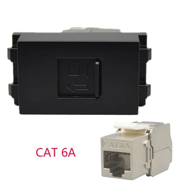 Black Color Cat7 Cat6a Rj45 Lan Module Slot 23x36mm Socket For 10gb ...