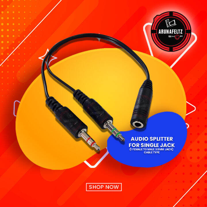 SPLITTER FOR DUAL JACK HEADSET (1 FEMALE 2 MALE 3.5MM JACK) - CABLE ...