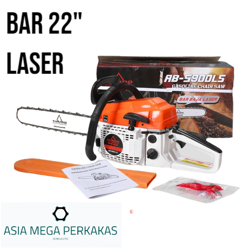 GERGAJI MESIN POTONG KAYU MESIN GERGAJI TANGAN DENGAN BENSIN CHAINSAW 22 INCH MATA LASER ASIA ...