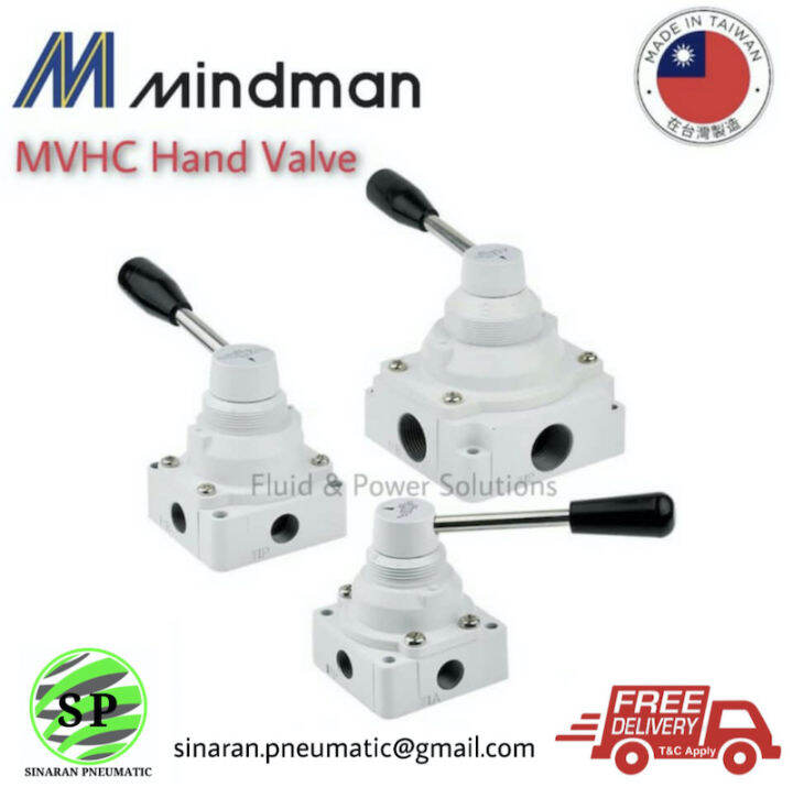 Mindman Pneumatic Hand Valve MVHC 200/300 and 400 Series Port size: 1/4",3/8" and 1/2" ,"Made in ...