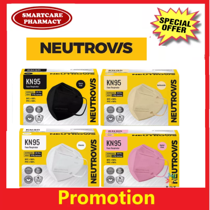 Neutrovis KN95 Face Respirator 20's- Buttermilk/Ballet Pink/Black Coal ...