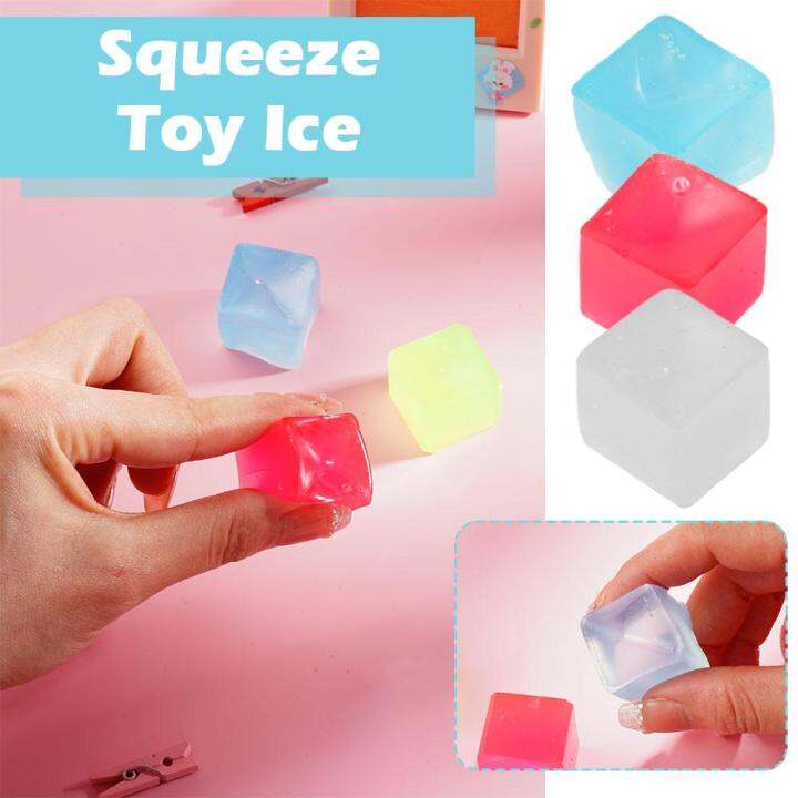 Fidget Toy Mini Squishy Toys Mochi Ice Block Stress Relief Transparent ...