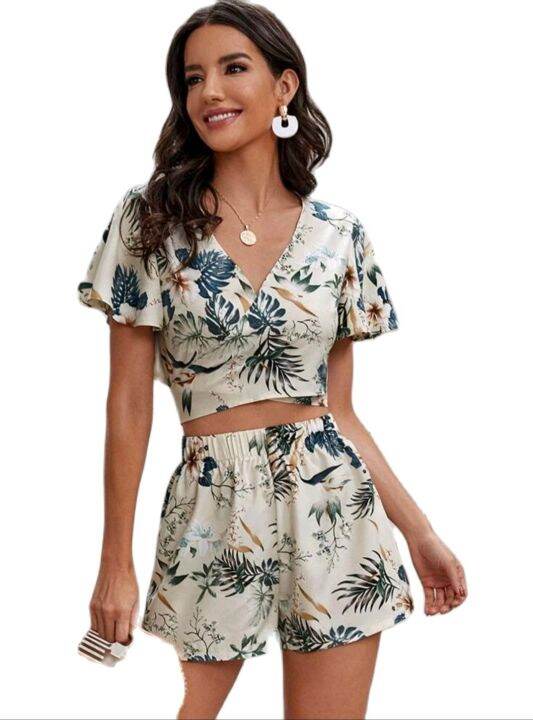 Shien Crop Wrap Top & Shorts Beach Set | Lazada PH