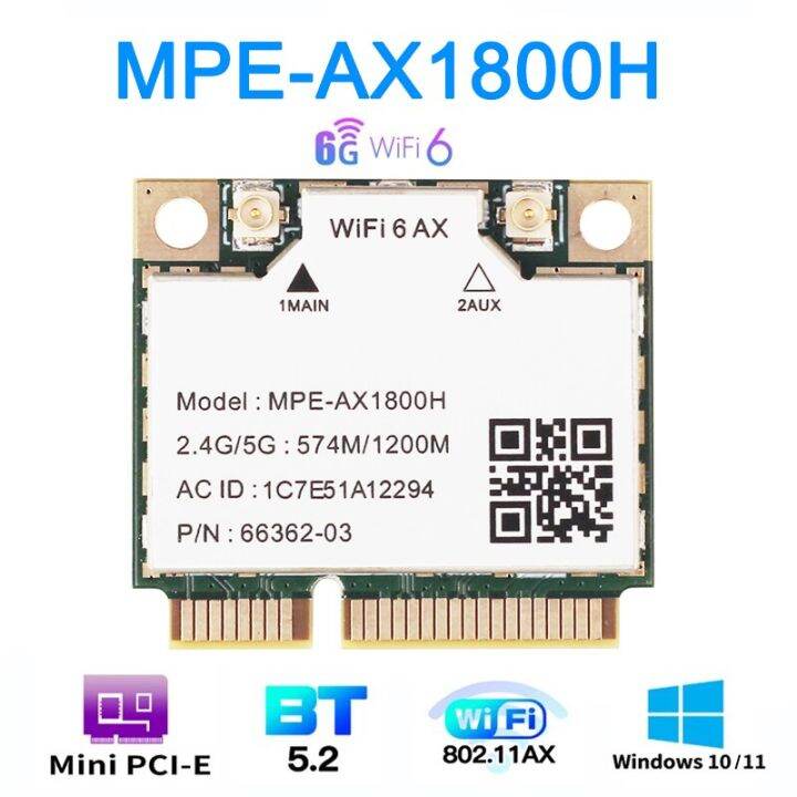 Wi-Fi 6 MT792 Intel AX200 Dual Band 6บลูทูธ5.2การ์ดสำหรับ MINI PCIE อะ ...
