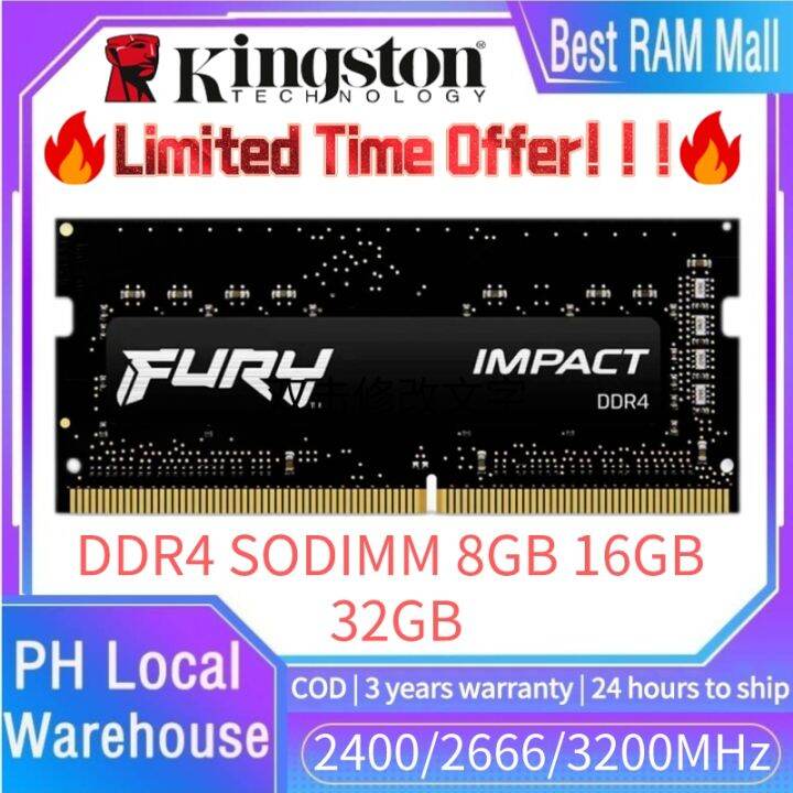 Kingston Fury Impact DDR4 RAM 32GB 16GB 8GB 2400/2666/3200MHz CL17 1.2v 260PIN SODIMM Laptop ...