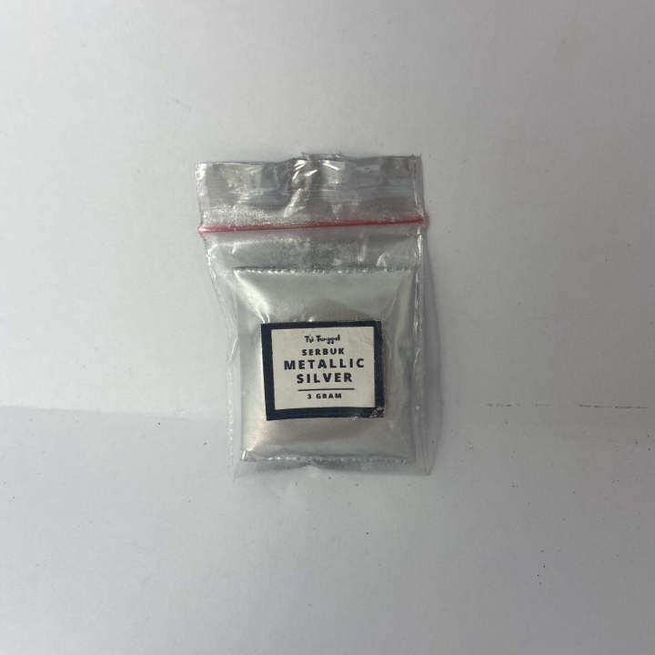 SERBUK METALIC SILVER 3 GR 3gr Glitter Cosmetic Grade Powder Eceran ...