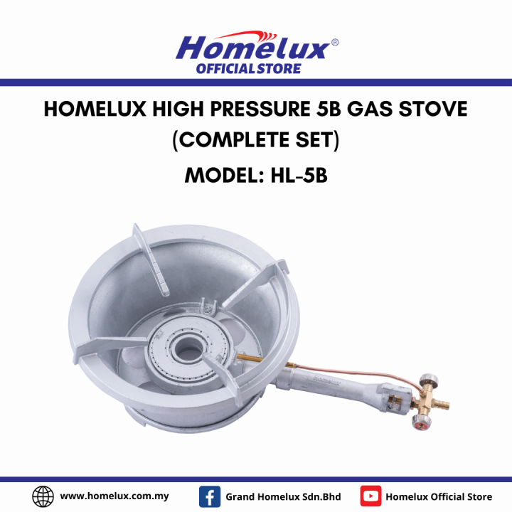 Homelux High Pressure 5B Gas Stove HL-5B (Complete Set) / Dapur Tungku ...
